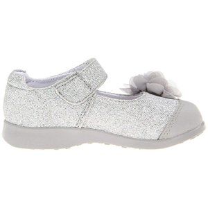 pediped | Shoes | New Pediped Kid Flex Estella Glitter Silver 3d Flower Cap Strap Dress Shoe ...